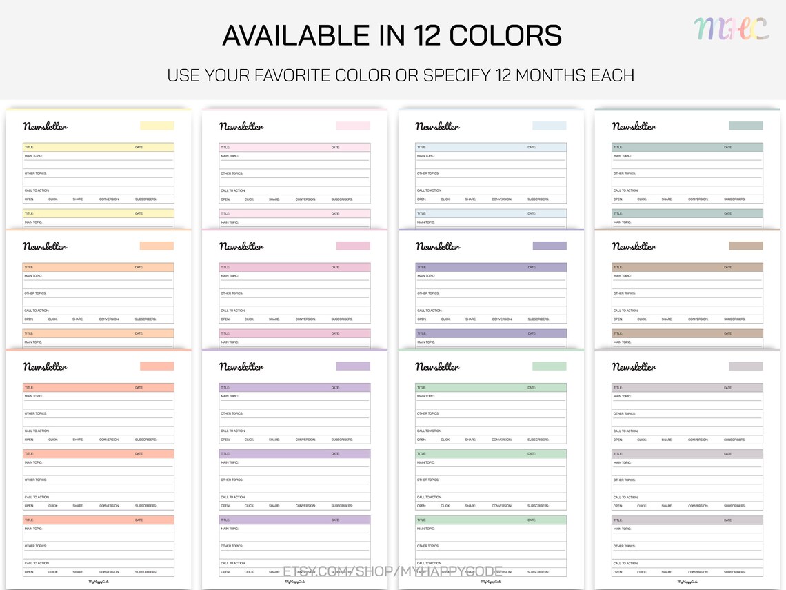 Newsletter Planner Printable, Newsletter Content Planning and Tracking ...