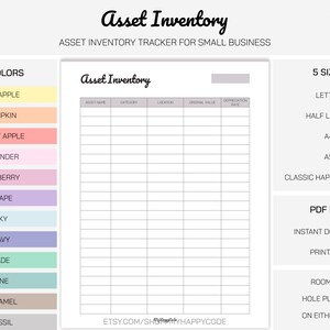 Small Business Asset Inventory Tracker Printable, Asset Inventory Log ...
