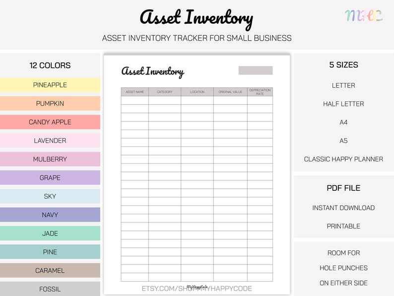 Small Business Asset Inventory Tracker Printable, Asset Inventory Log ...