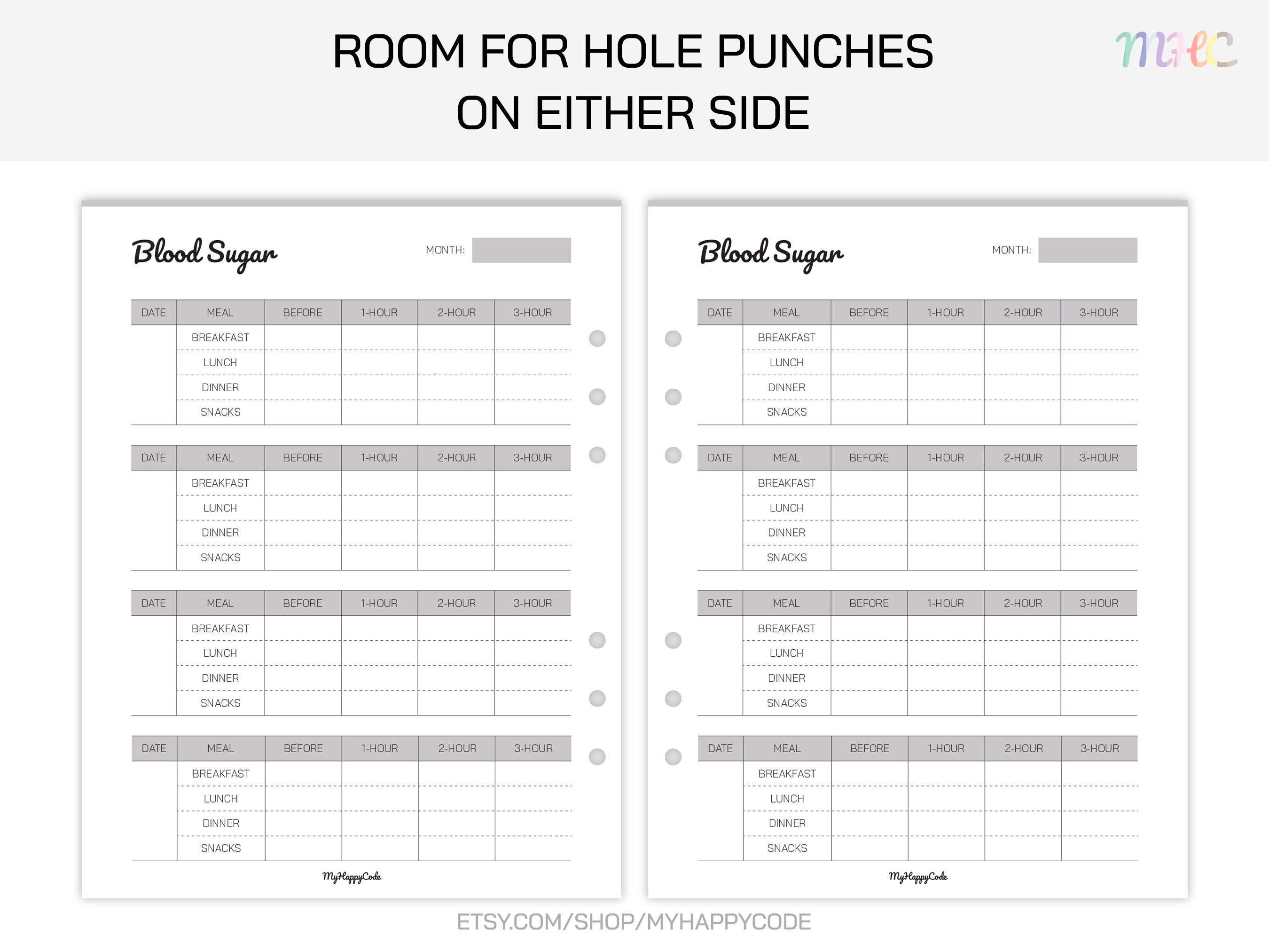 Blood Sugar Tracker Planner Printable, Blood Sugar Log Printable, Daily ...