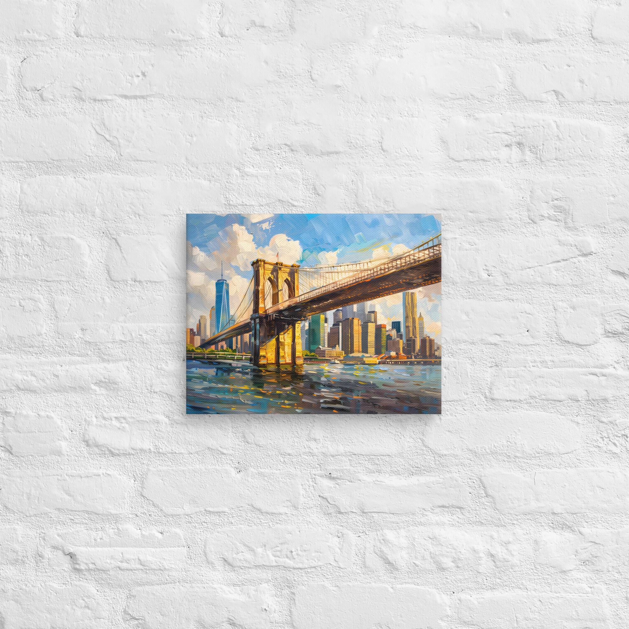 Brooklyn Bridge Painting Canvas Print, New York City Landmark Wall Art ...