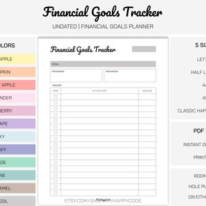 Financial Goals Tracker Printable Financial Goal Planner - Etsy