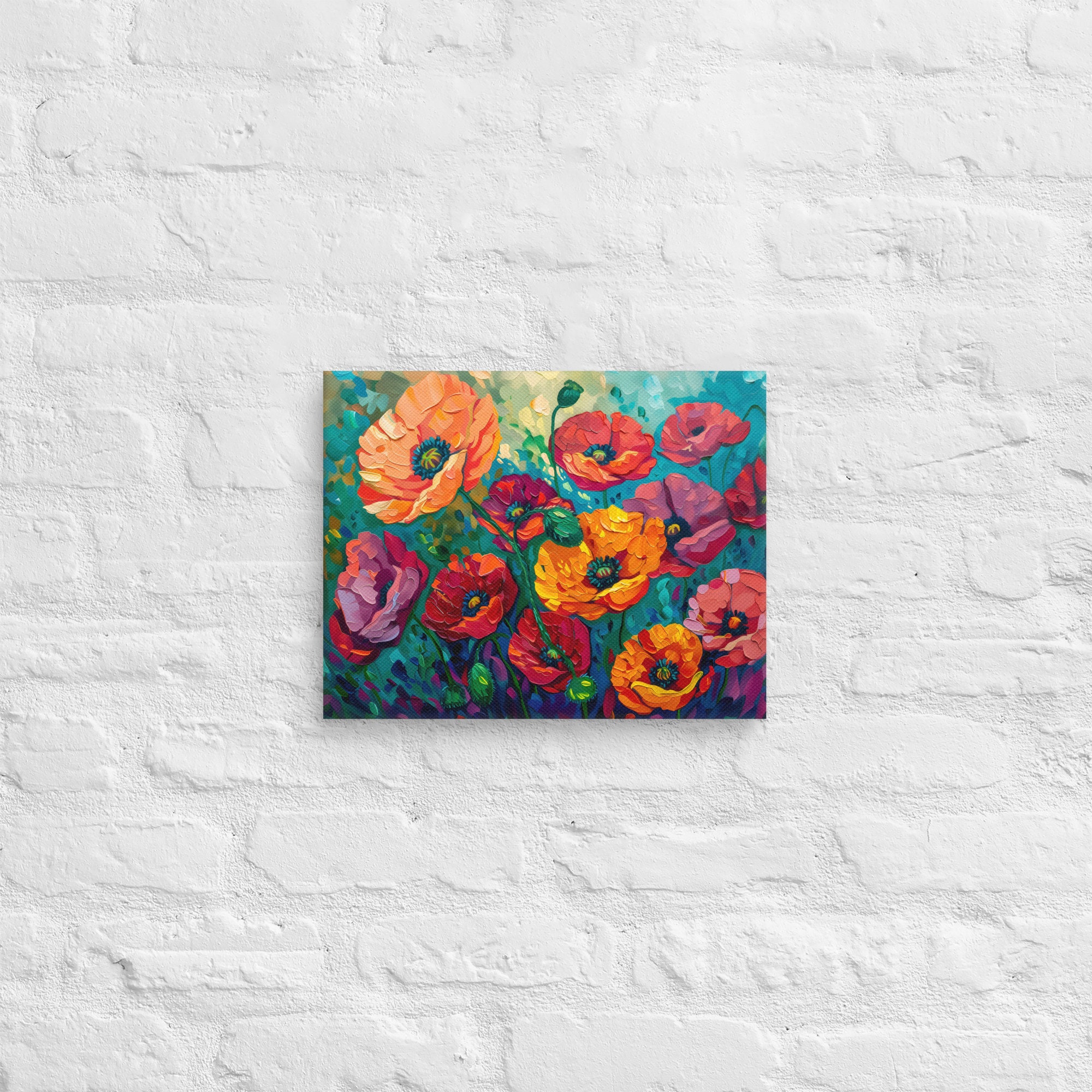 Colorful Poppy Flowers Oil Painting Canvas Print, Poppy Flowers Wall ...