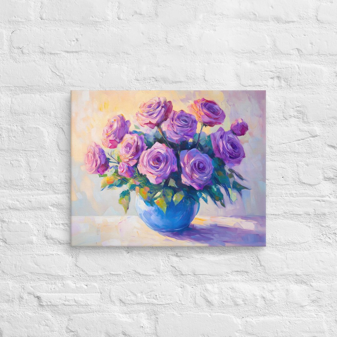Purple Roses Printing Canvas Wallart, Purple Roses Wall Art, Dopamine ...
