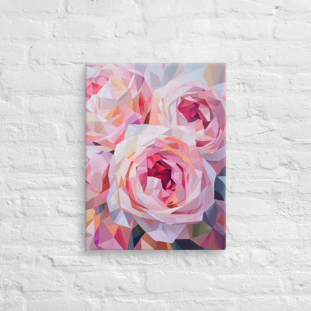 Abstract Modern Pink Roses Painting Canvas Print, Modern Pink Roses ...