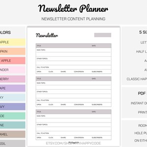 Newsletter Planner Printable, Newsletter Content Planning and Tracking ...