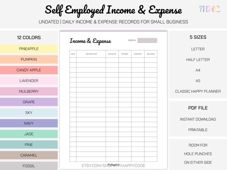 Daily Income and Expense Tracker Printable, Daily Income and Expense ...