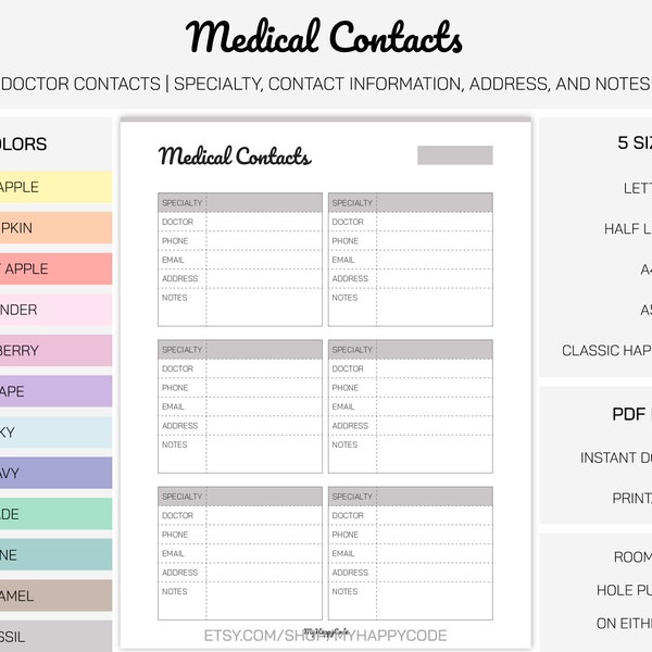 Doctor List Printable - Etsy