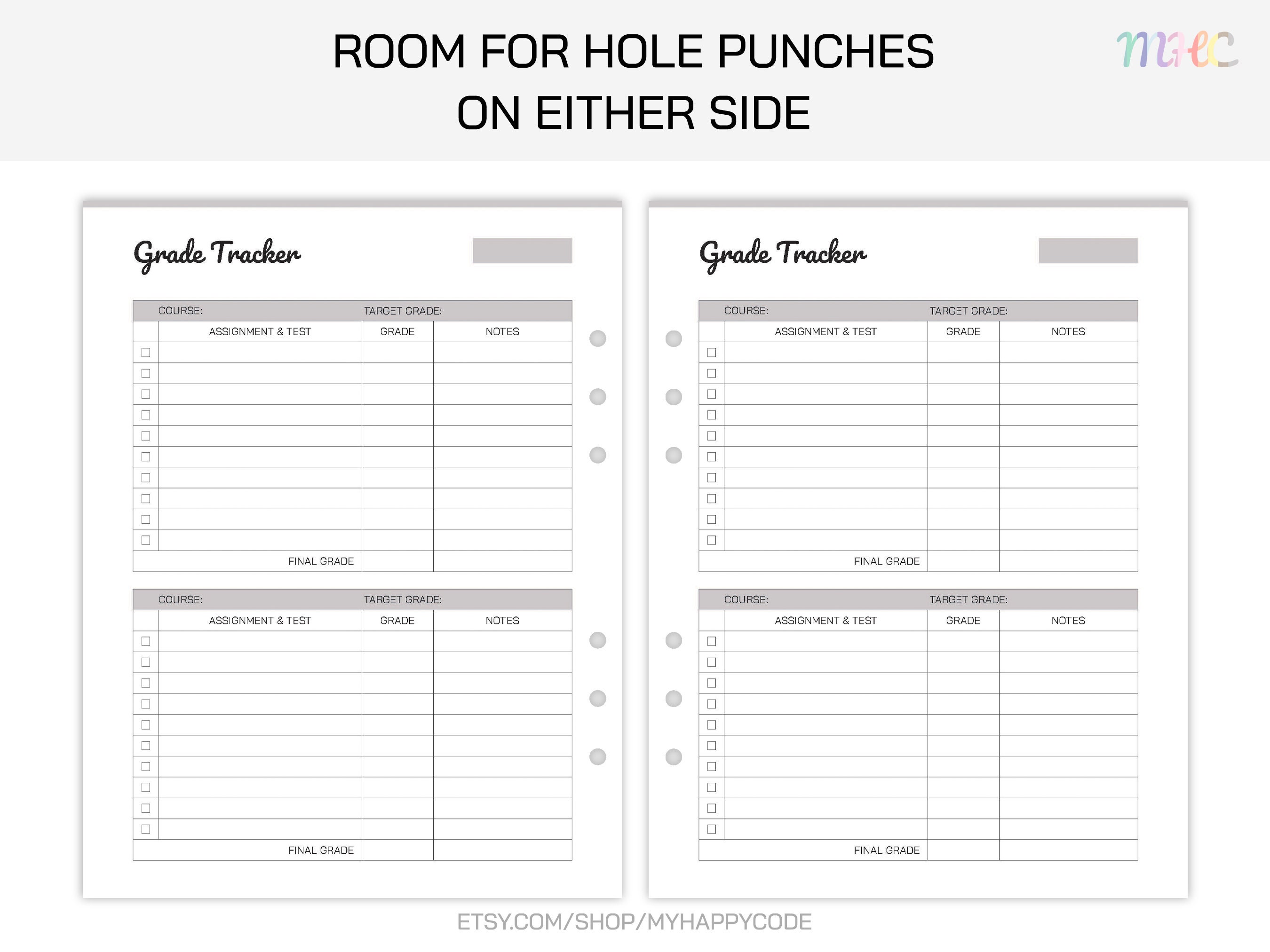 Grade Tracker Printable Academic Grade Tracker Printable Class 9514