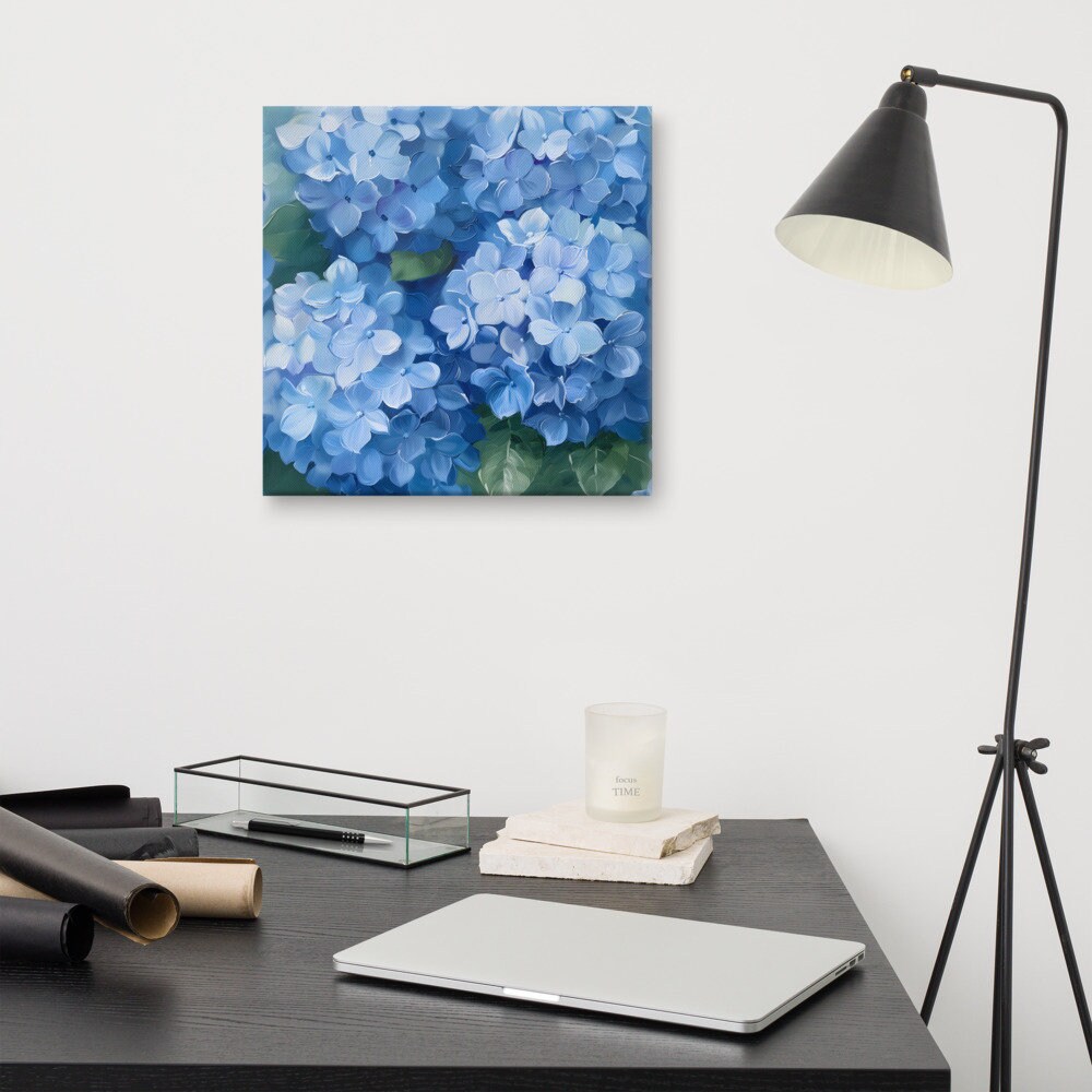 Blue Hydrangeas Oil Painting Canvas Print, Blue Hydranges Wall Art ...