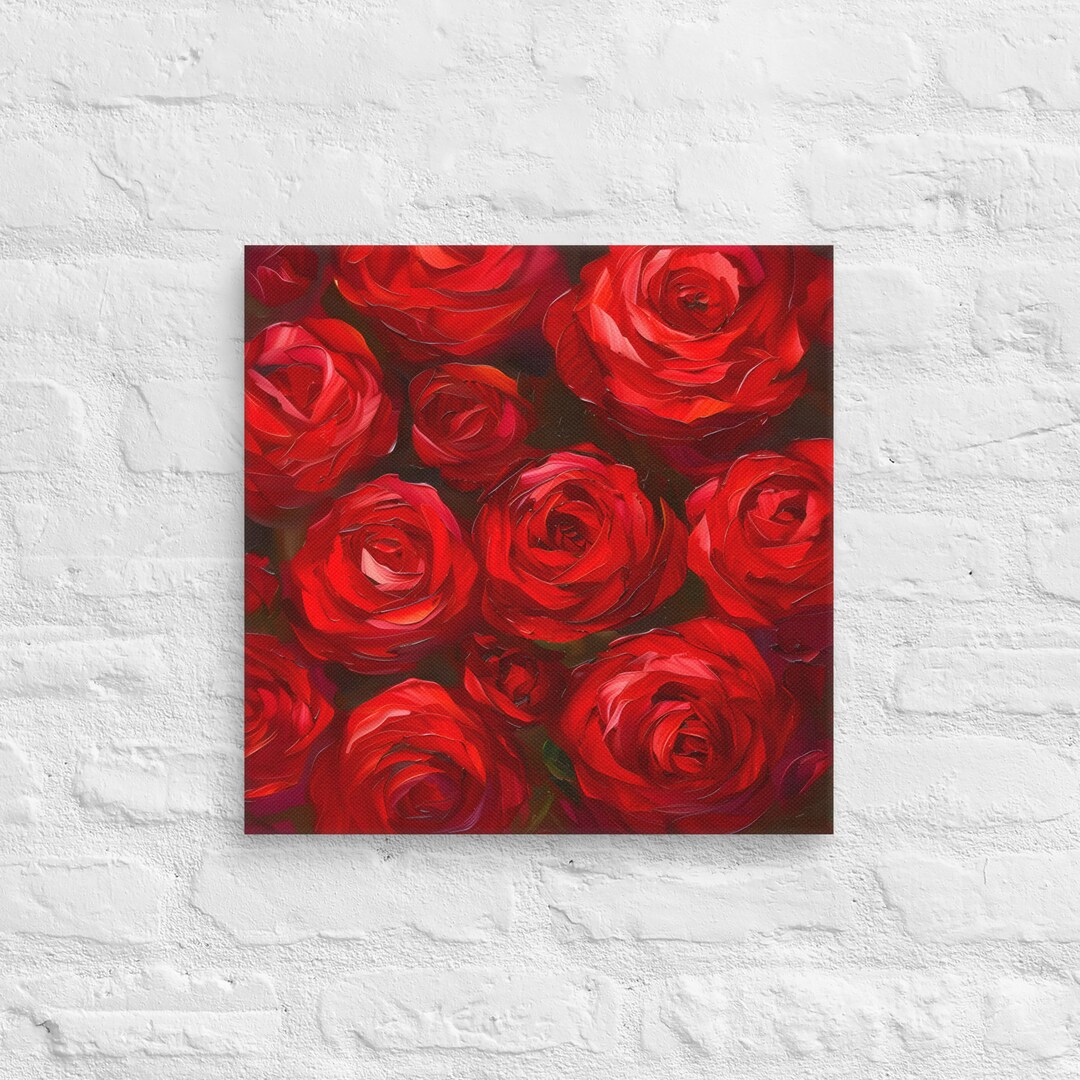Red Roses Printing Canvas Wallart, Red Roses Artful Canvas Print, Red ...
