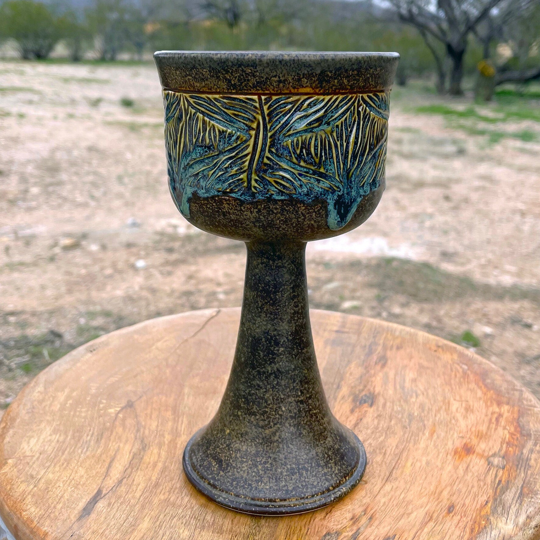 Rustic Ceramic Goblet, Chalice, Grooved Ware Inspired, Rustic, Blue ...