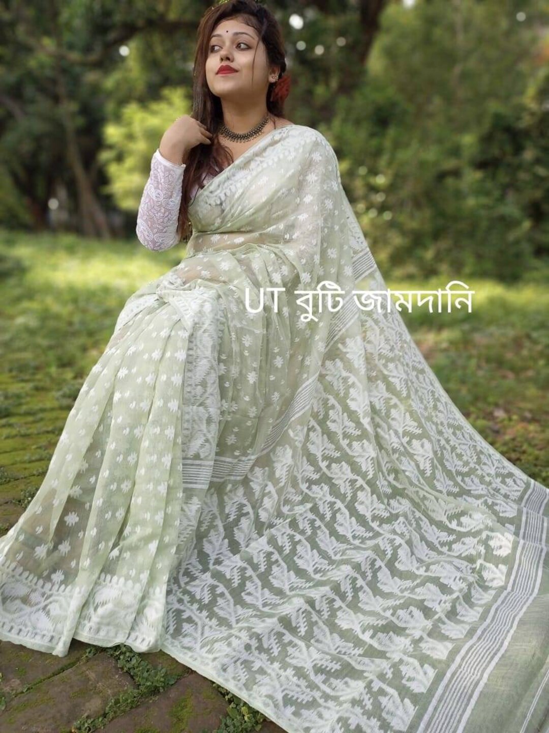 Traditional Indian Handloom All Body Design UT Buti Dhakai Jamdani ...