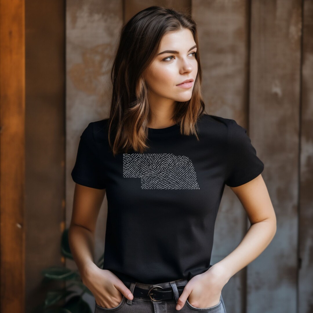 Available for All States: Nebraska Pride Fingerprint State Map T-shirt ...