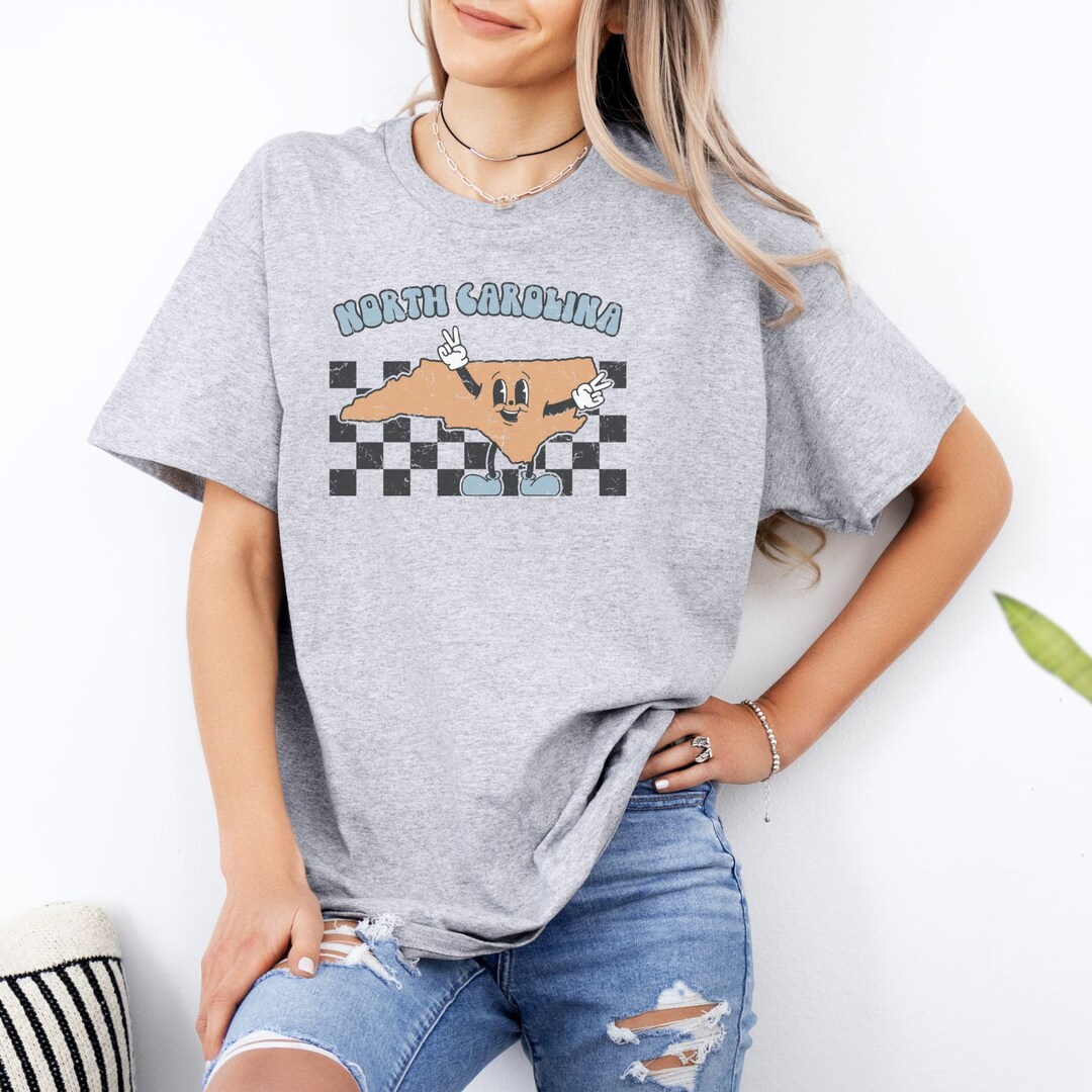 North Carolina Retro Checkered Tee - All States Available - Etsy