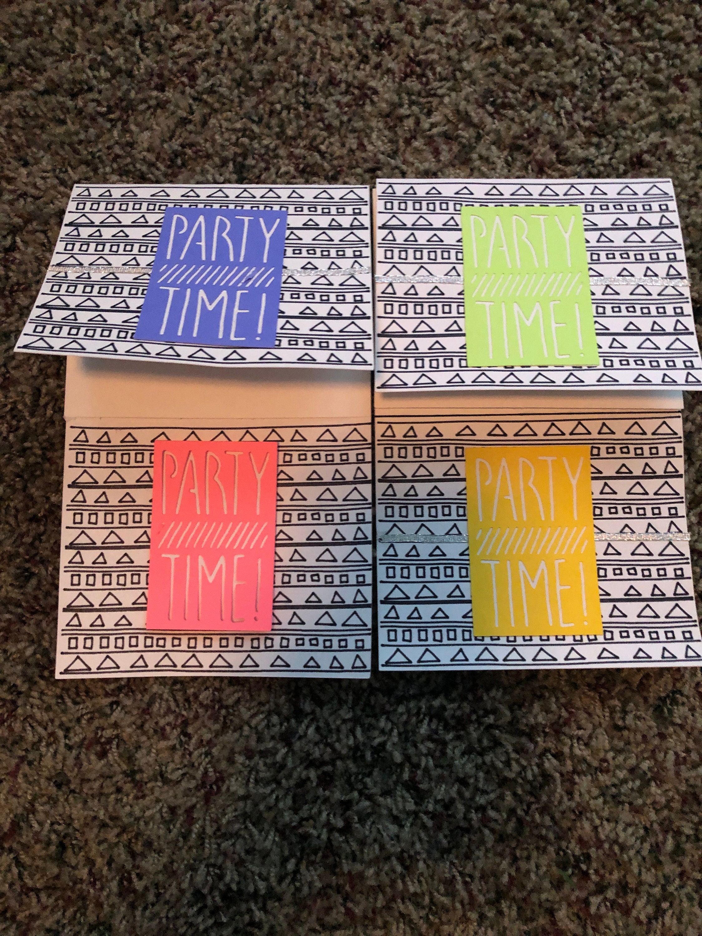 Set of 5 Party Time Cards - Etsy