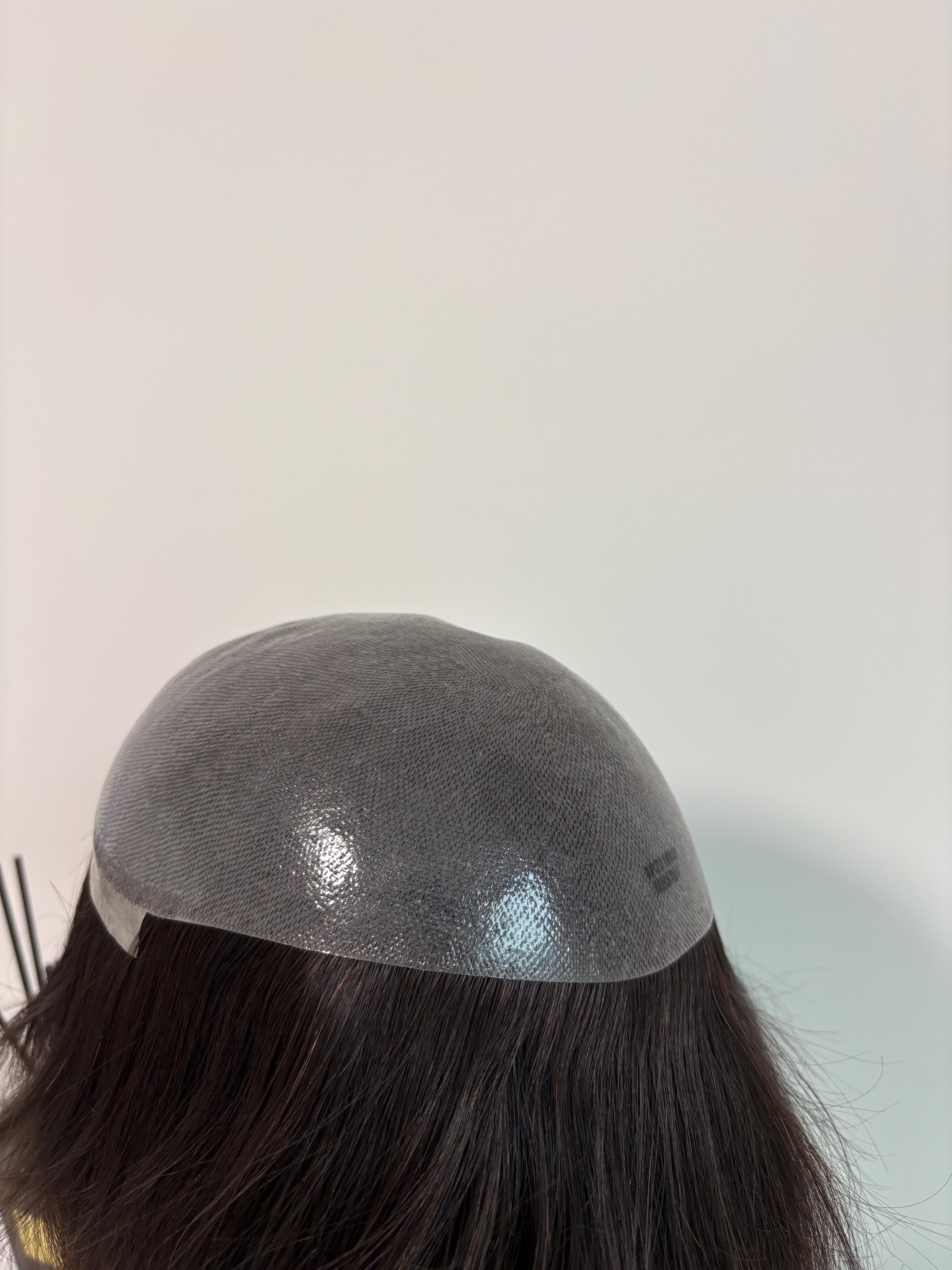 16” Thin Skin PU Base Hair Topper, Natural Black Color Women Topper ...