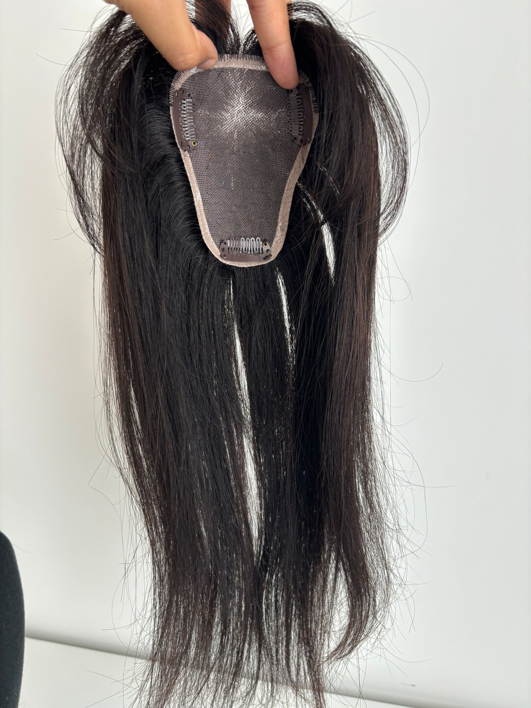 Fringe Human Hair Topper Clip in 3x4” Mono Base Hair Pieces for Women ...