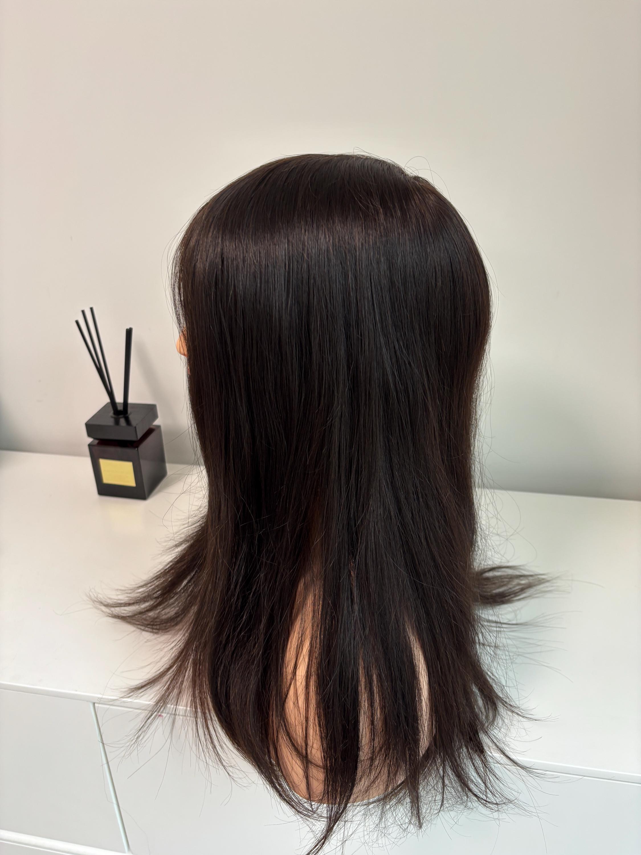 16” Thin Skin PU Base Hair Topper, Natural Black Color Women Topper ...