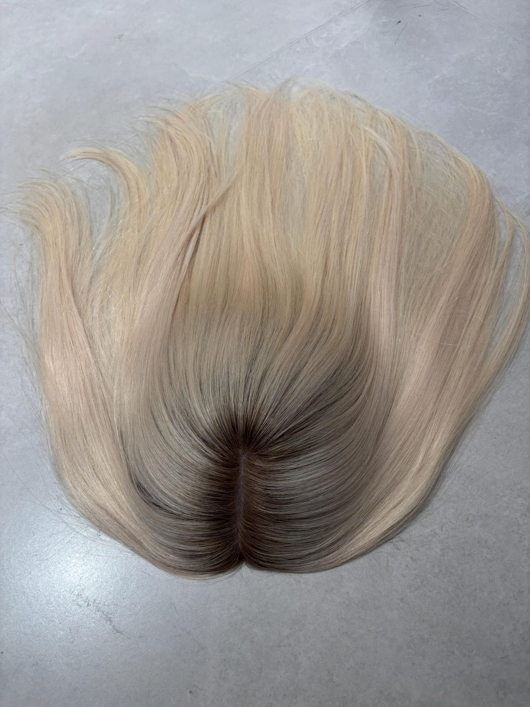 Stock 8x8" Rooted Ash Blonde Human Hair Topper, Full Coverage Women ...