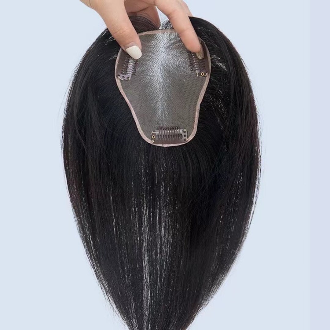 Mini Size 3.5x4” Human Hair Topper Peal Shaped Light Volume Mono ...