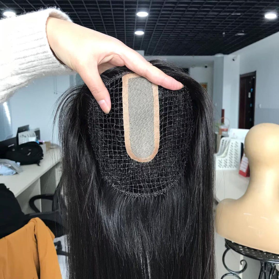 16'' Fishnet Topper for Women Hair Loss, Integration Topper With Silk ...