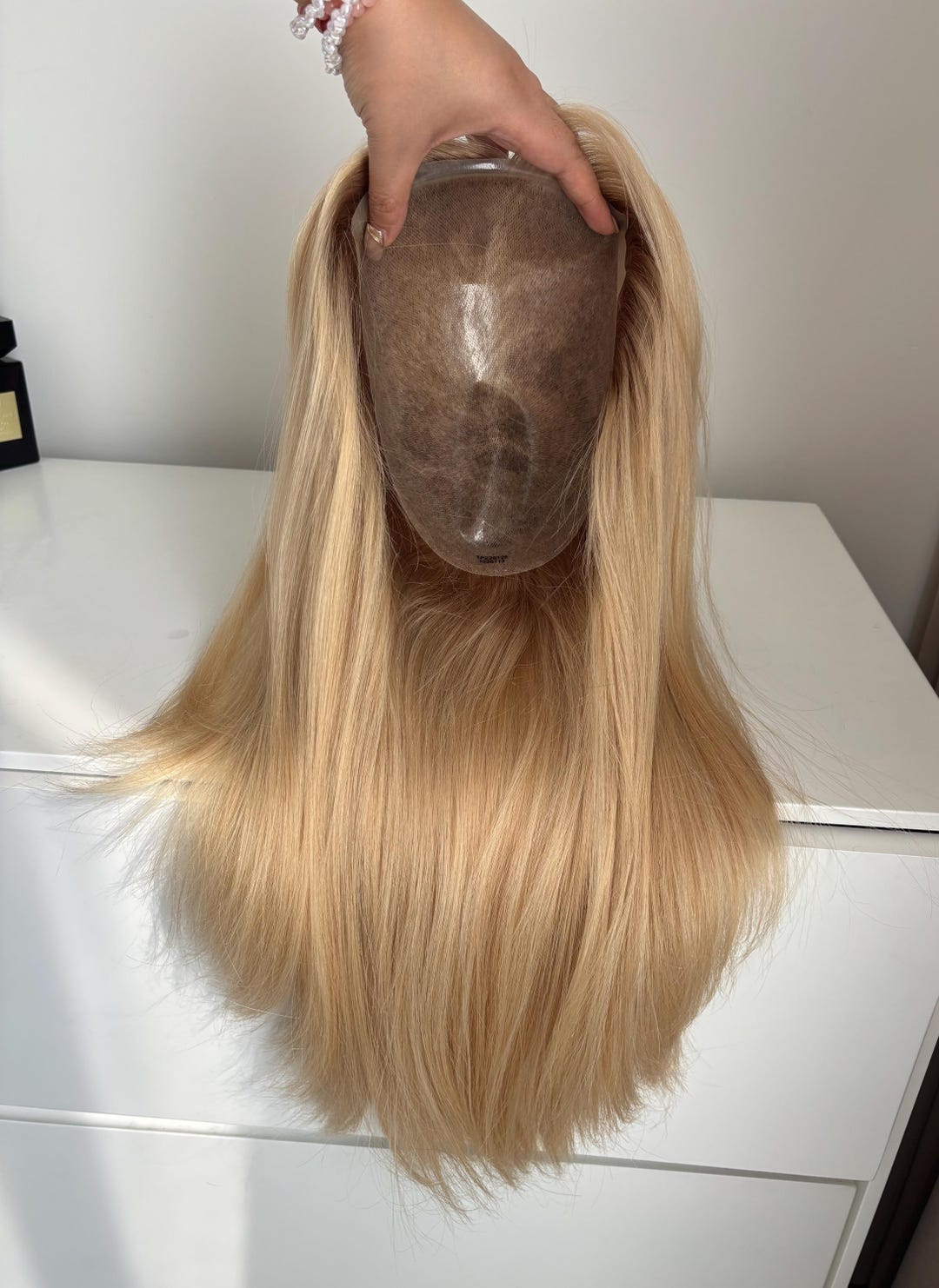 16” Thin Skin PU Base Hair Topper, Natural Blonde Color Women Topper ...