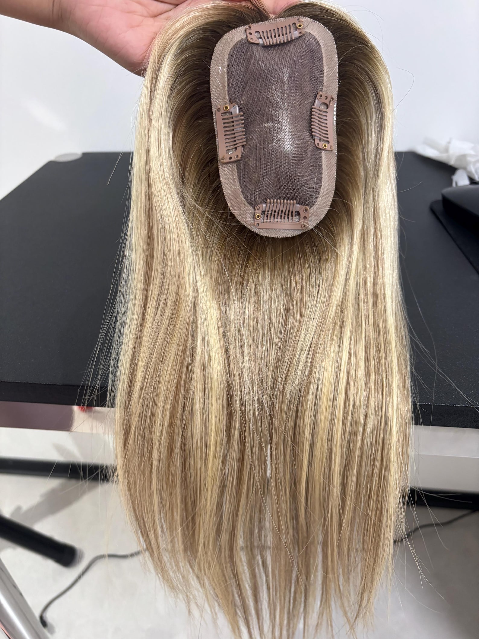 Stock Dimensional Blonde Remy Human Hair Toppers, Fine Mono Base Clip ...