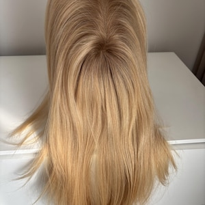 16” Thin Skin PU Base Hair Topper, Natural Blonde Color Women Topper ...