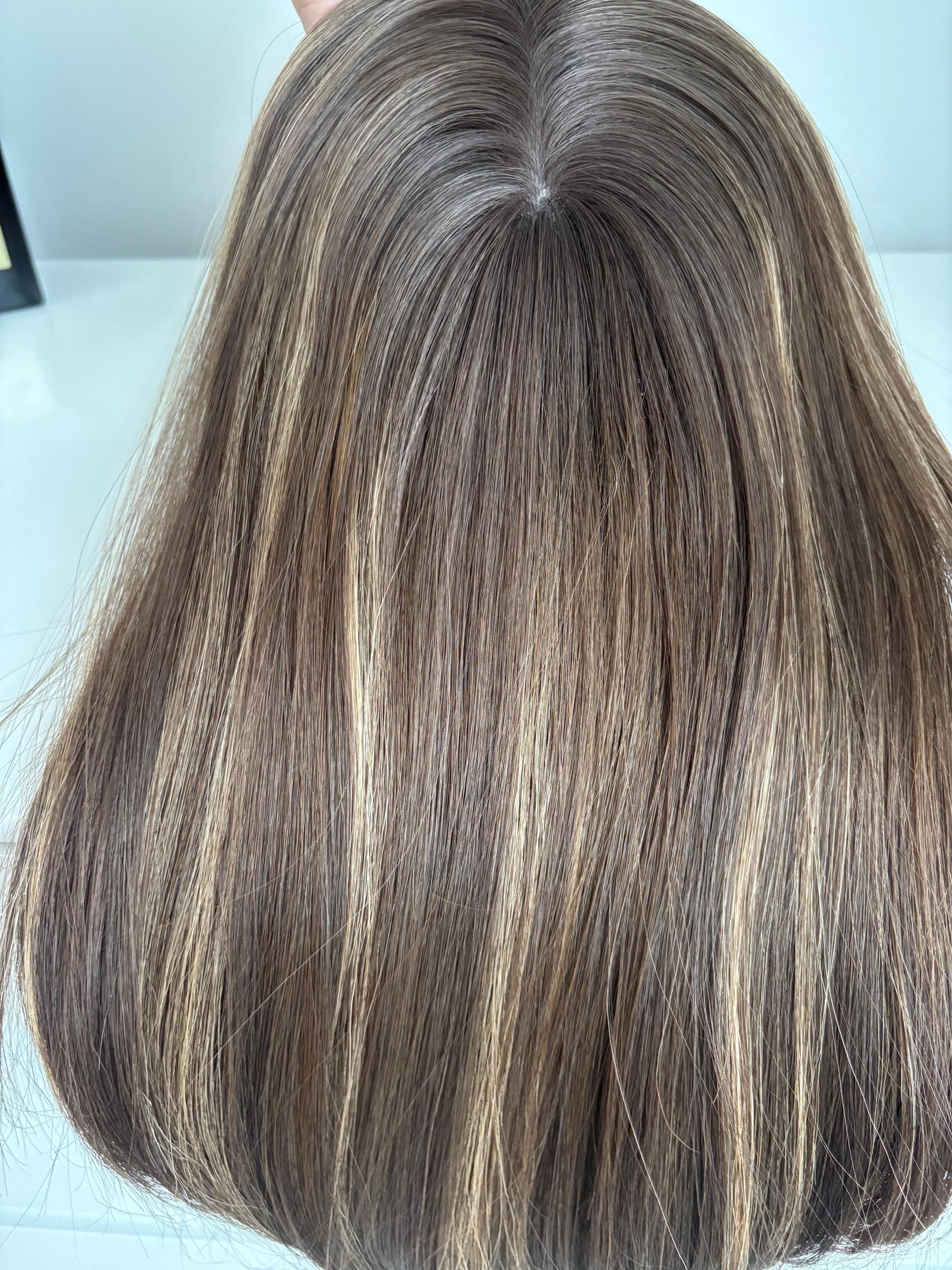 16” Light Brunette Base With Hazelnut Brown Balayage Silk Top Human ...