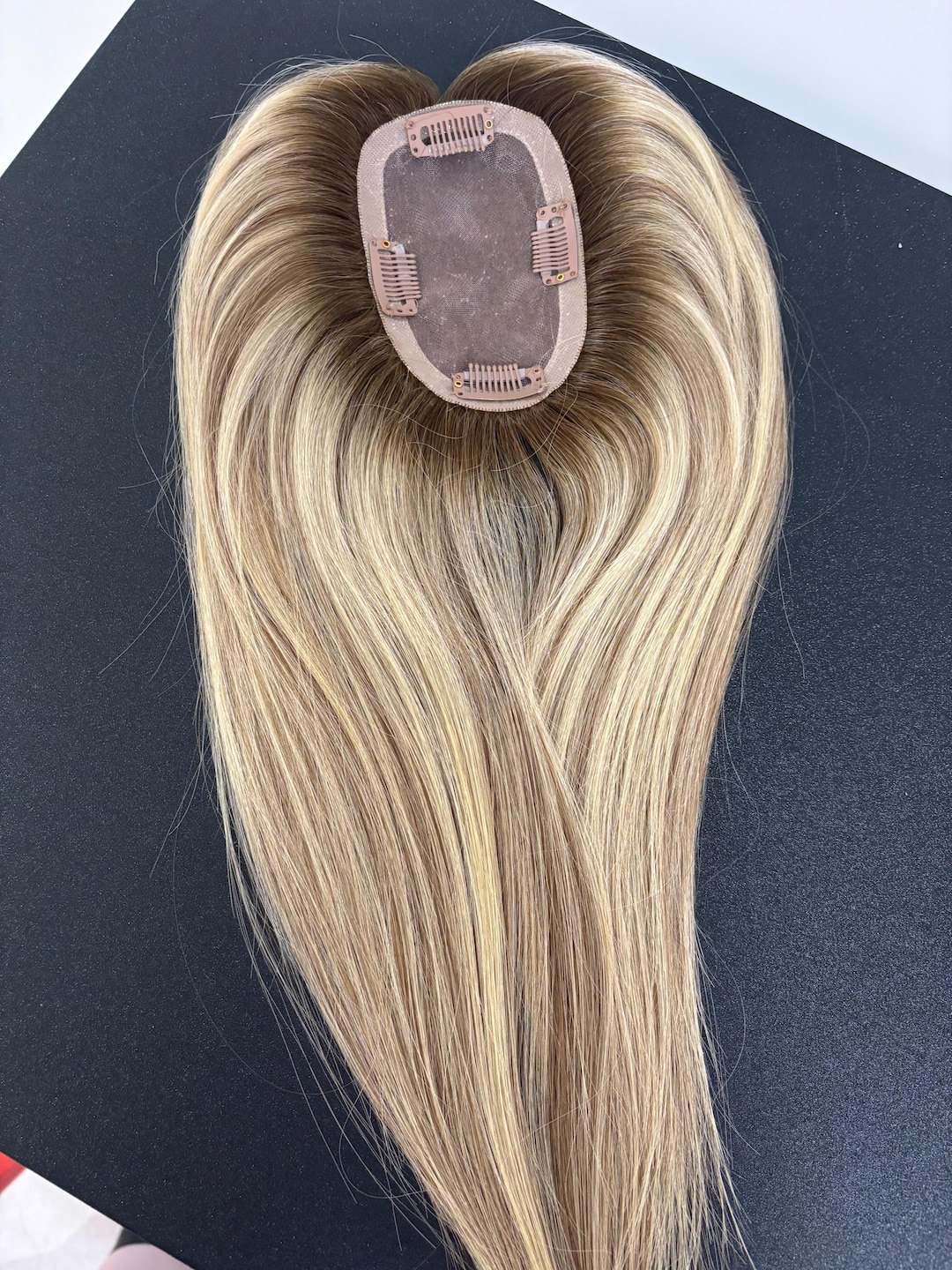 Stock Dimensional Blonde Remy Human Hair Toppers, Fine Mono Base Clip ...