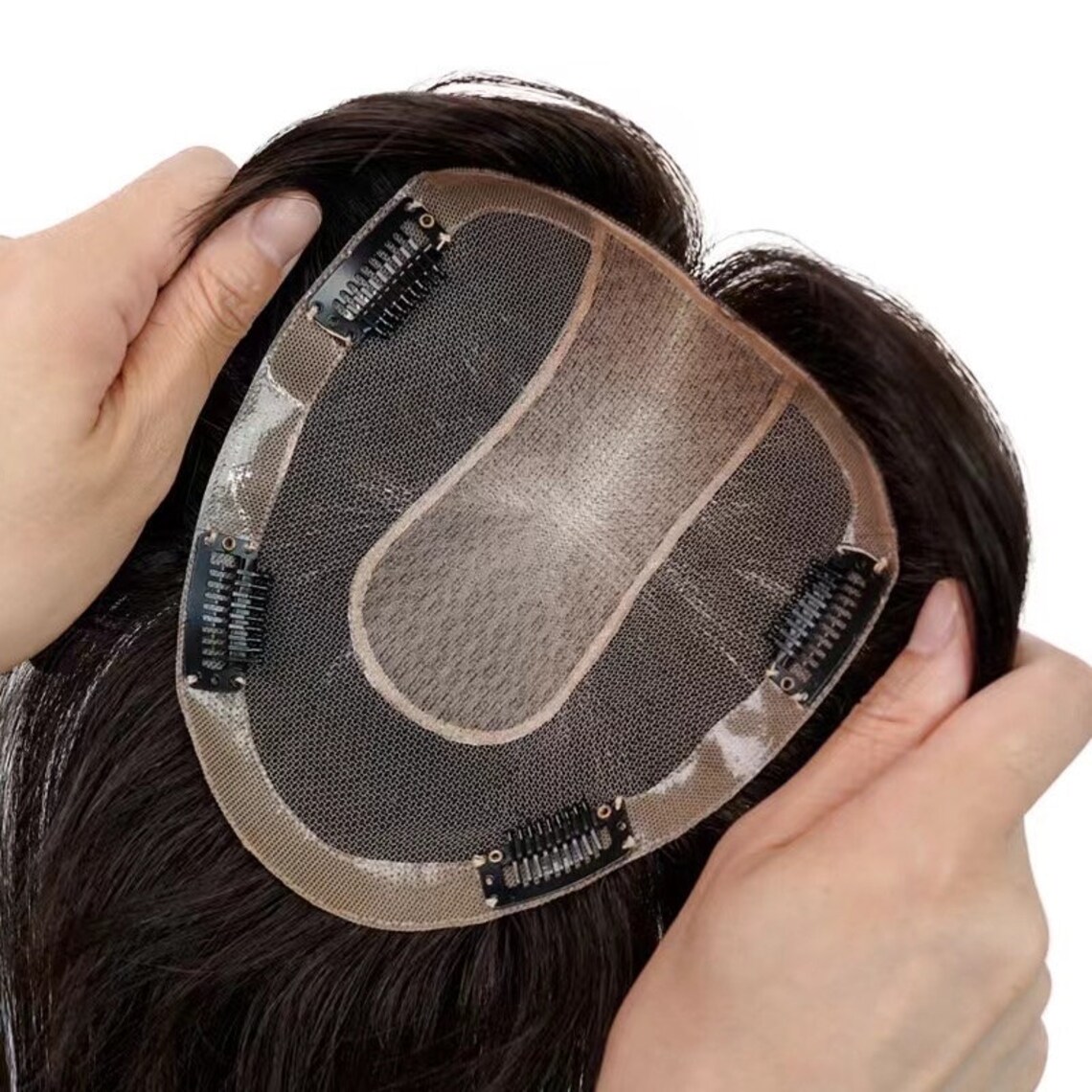 Invisible Silk Base Human Hair Topper Hair Piece Hand Tied Topper for ...