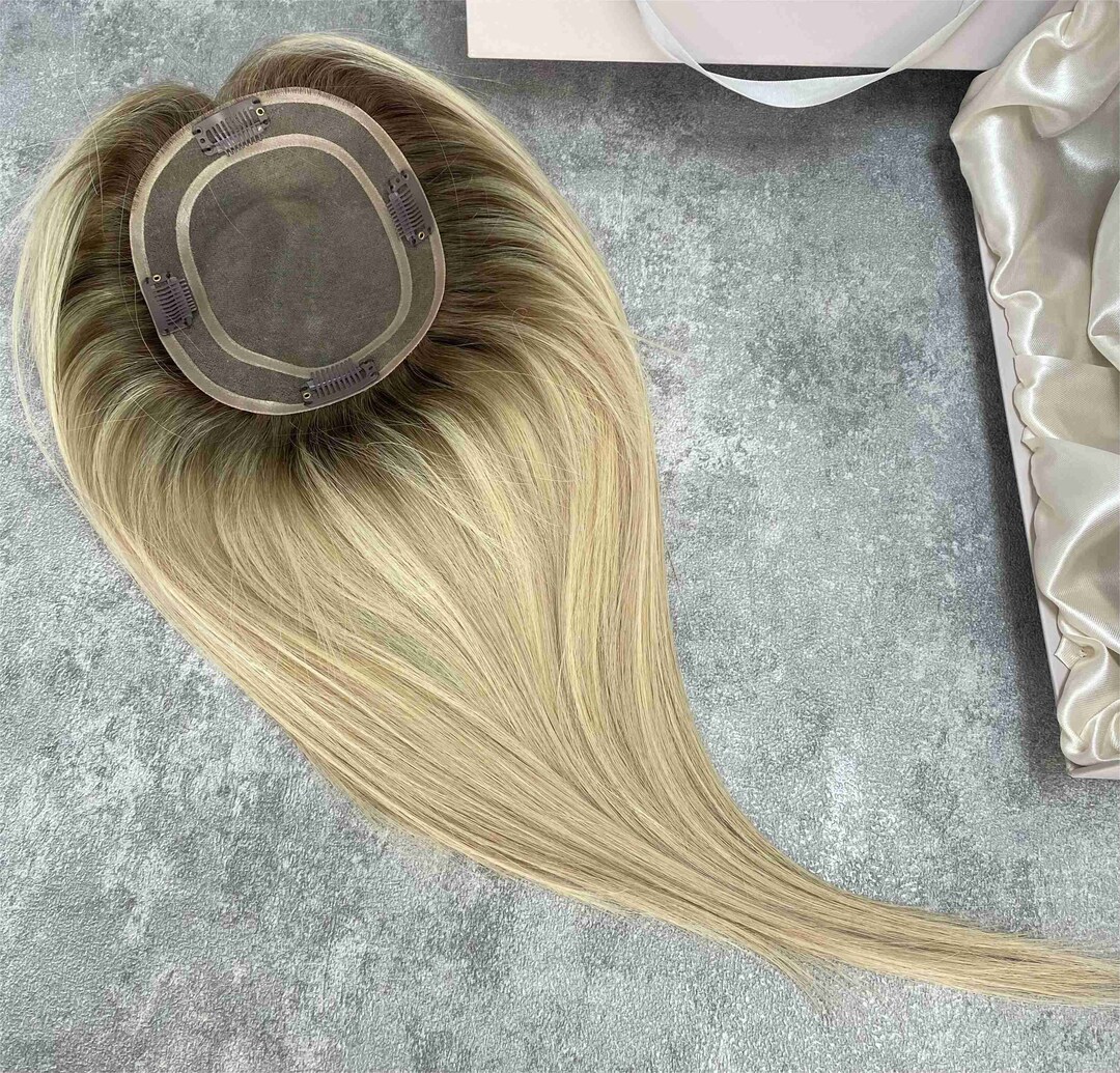 5x6” Mono Base Remy Human Hair Topper, Clip in Crown Topper for ...