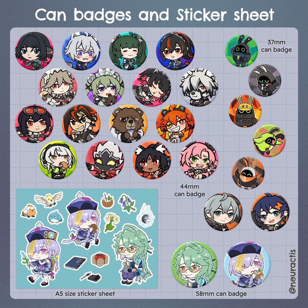 ZZZ & Genshin Baizhu+qiqi Can Badges, Sticker Sheet - Etsy