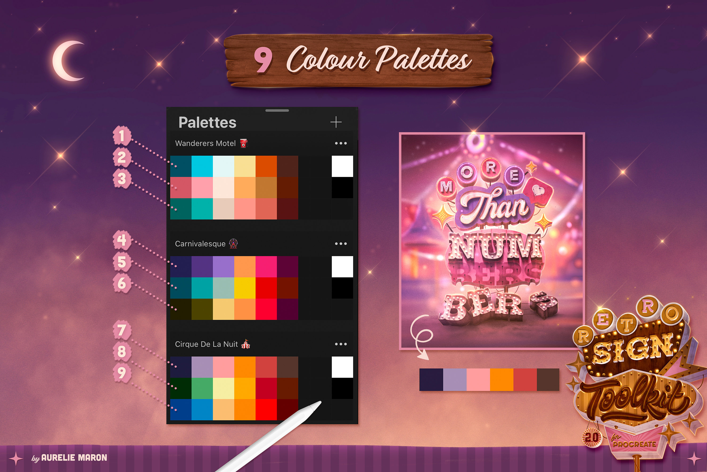 Retro Sign Toolkit 2.0 for Procreate Brushes, Stamps, Textures and ...