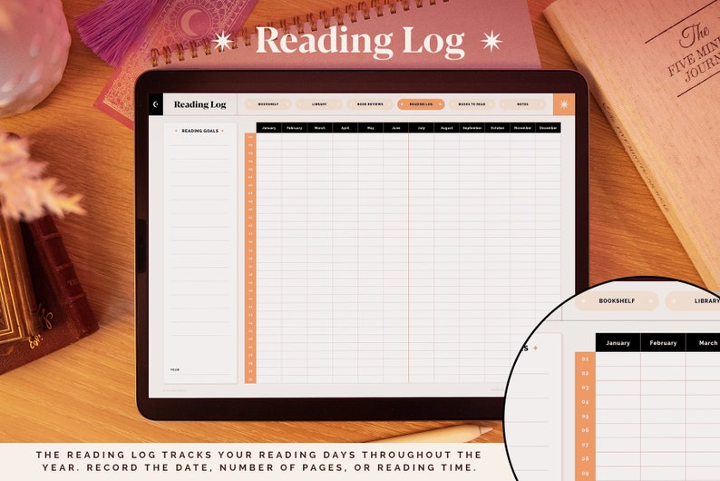 Digital Reading Journal: Goodnotes Planner, Book Tracker & Stickers ...