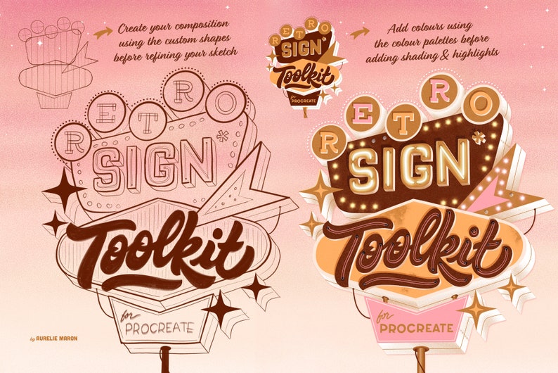 Retro Sign Toolkit for Procreate Procreate Brushes Stamps - Etsy
