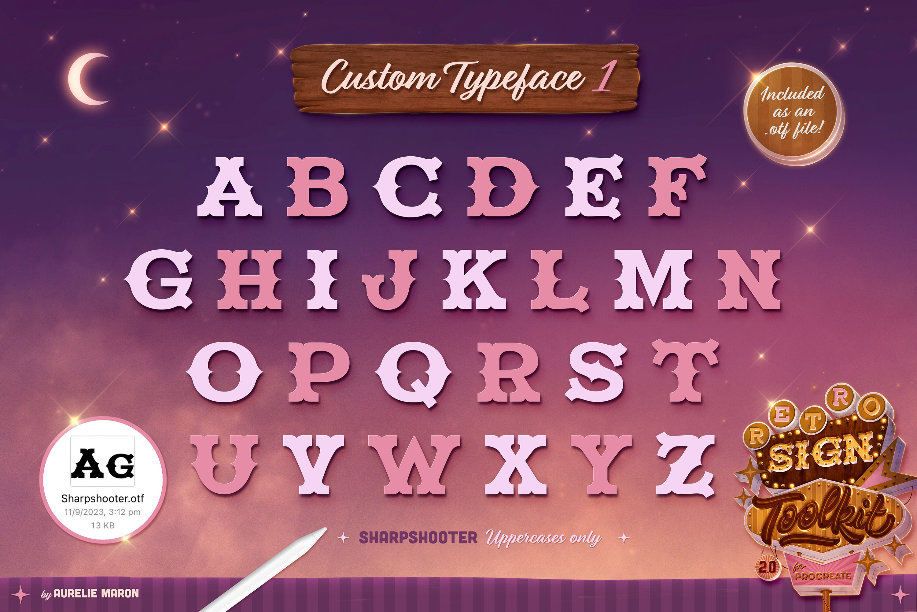 Retro Sign Toolkit 2.0 for Procreate Brushes, Stamps, Textures and ...