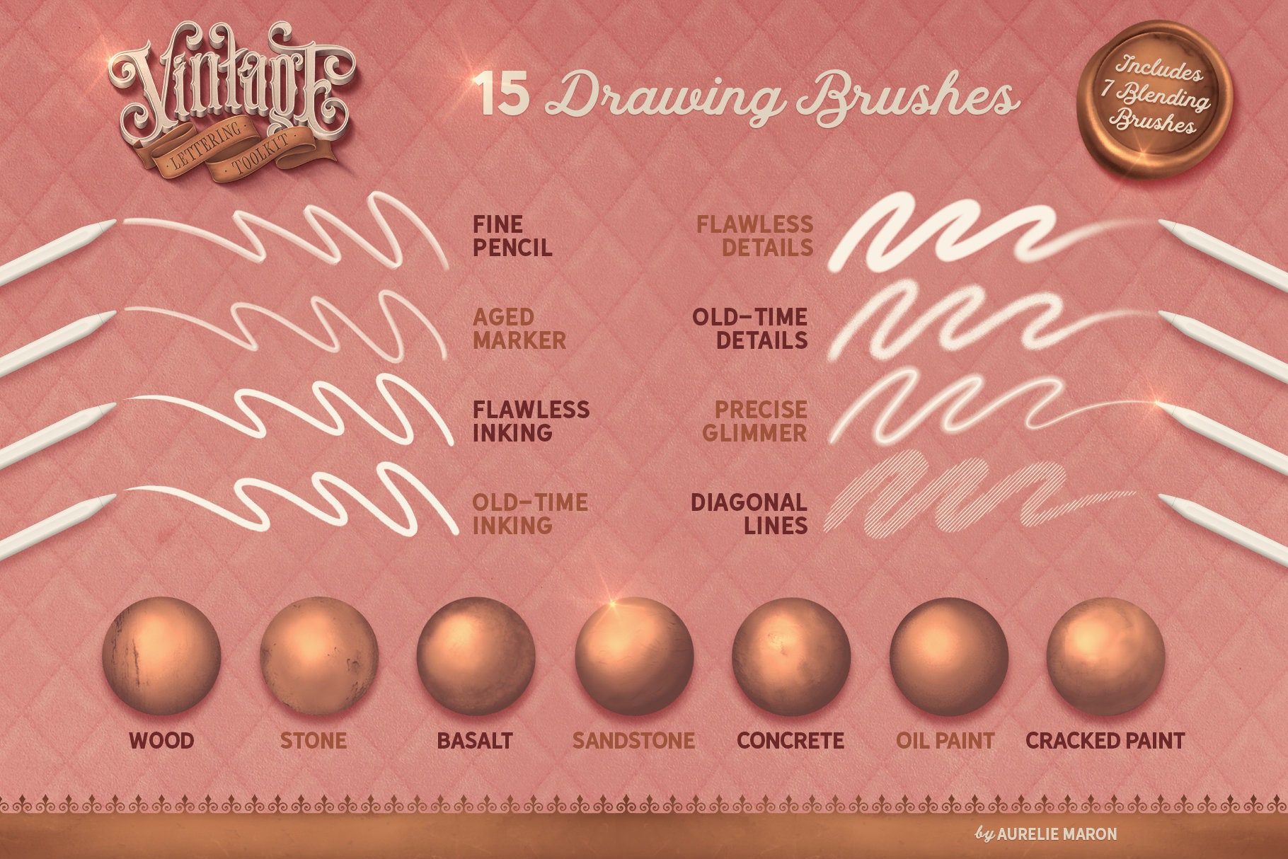 Vintage Lettering Toolkit for Procreate Procreate Brushes, Filigrees, Stamps, Blending Brushes ...