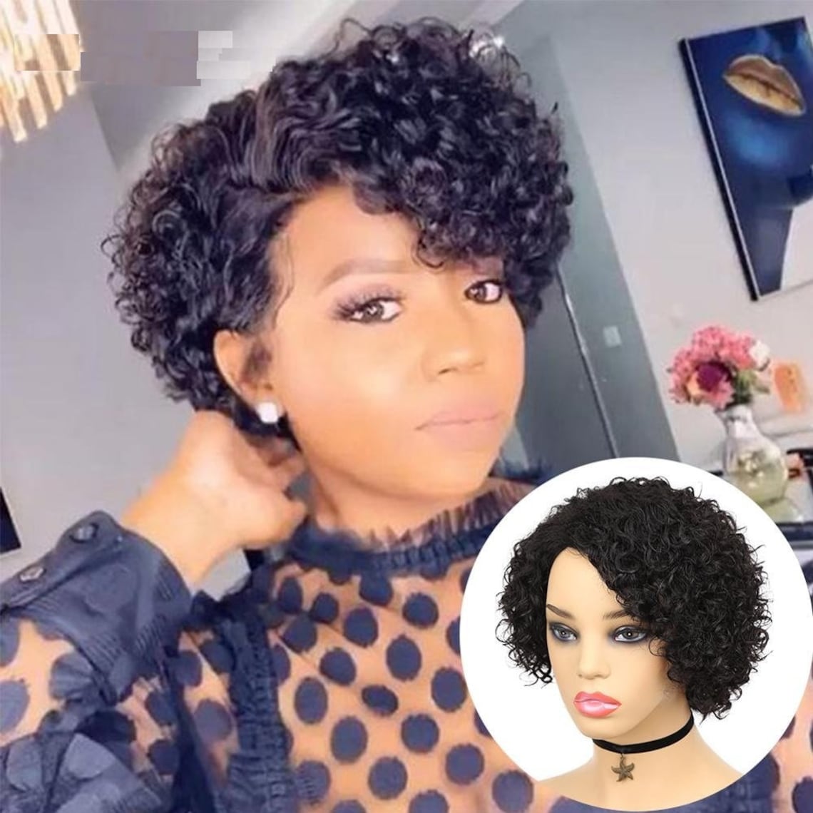 Women Wigs Curly Wigs Short Pixie Cut Human Hair For Women Etsy