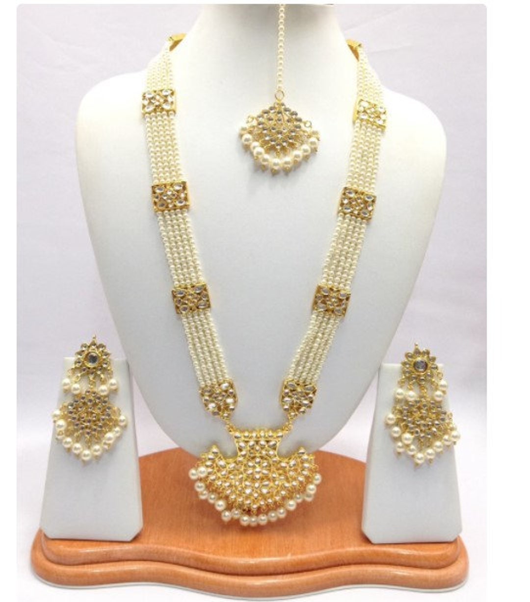 Handmade Indian Jewelry Rani Haar Necklace Set With Pearl Imitation ...