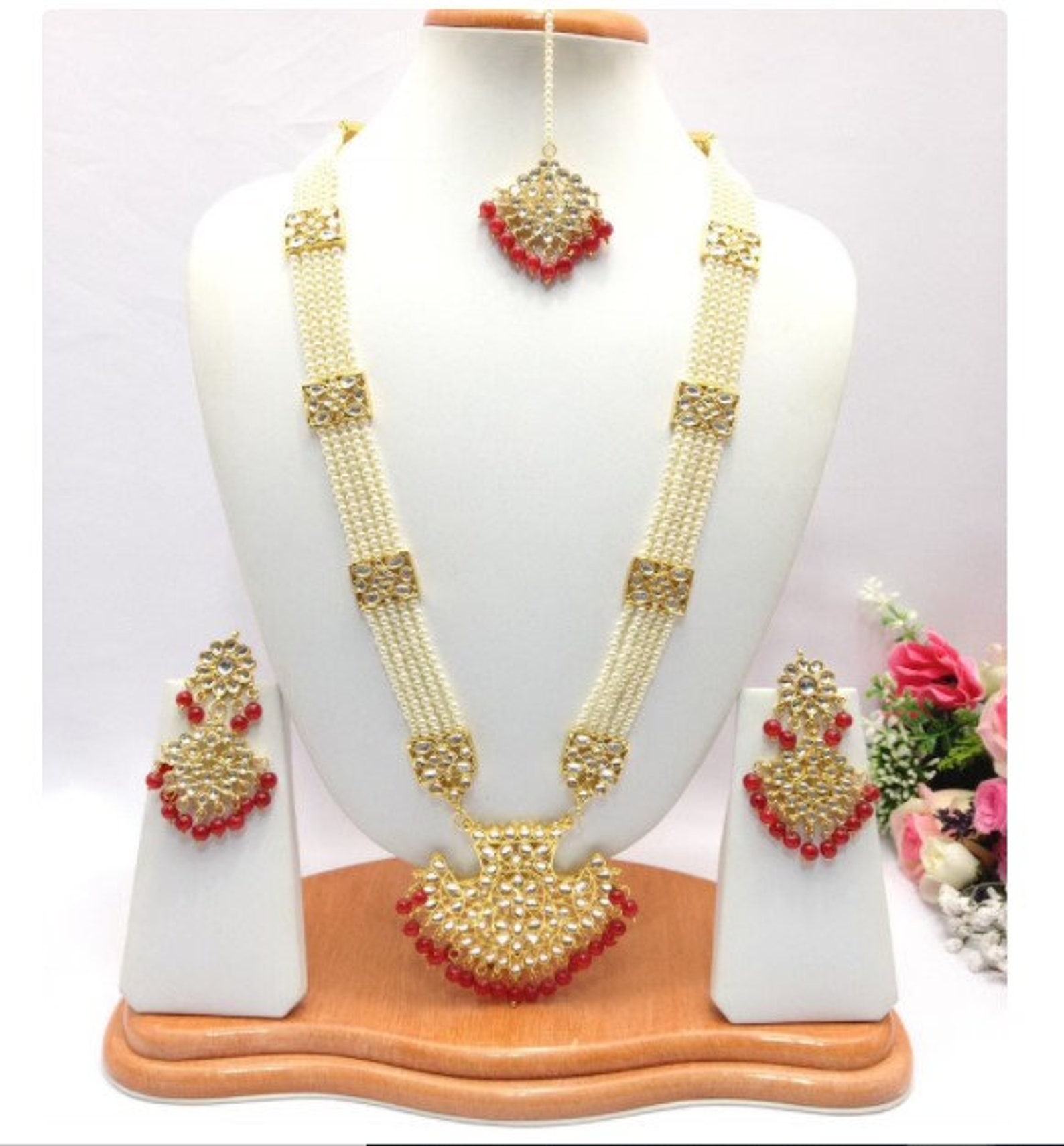 Handmade Indian Jewelry Rani Haar Necklace Set With Pearl - Etsy