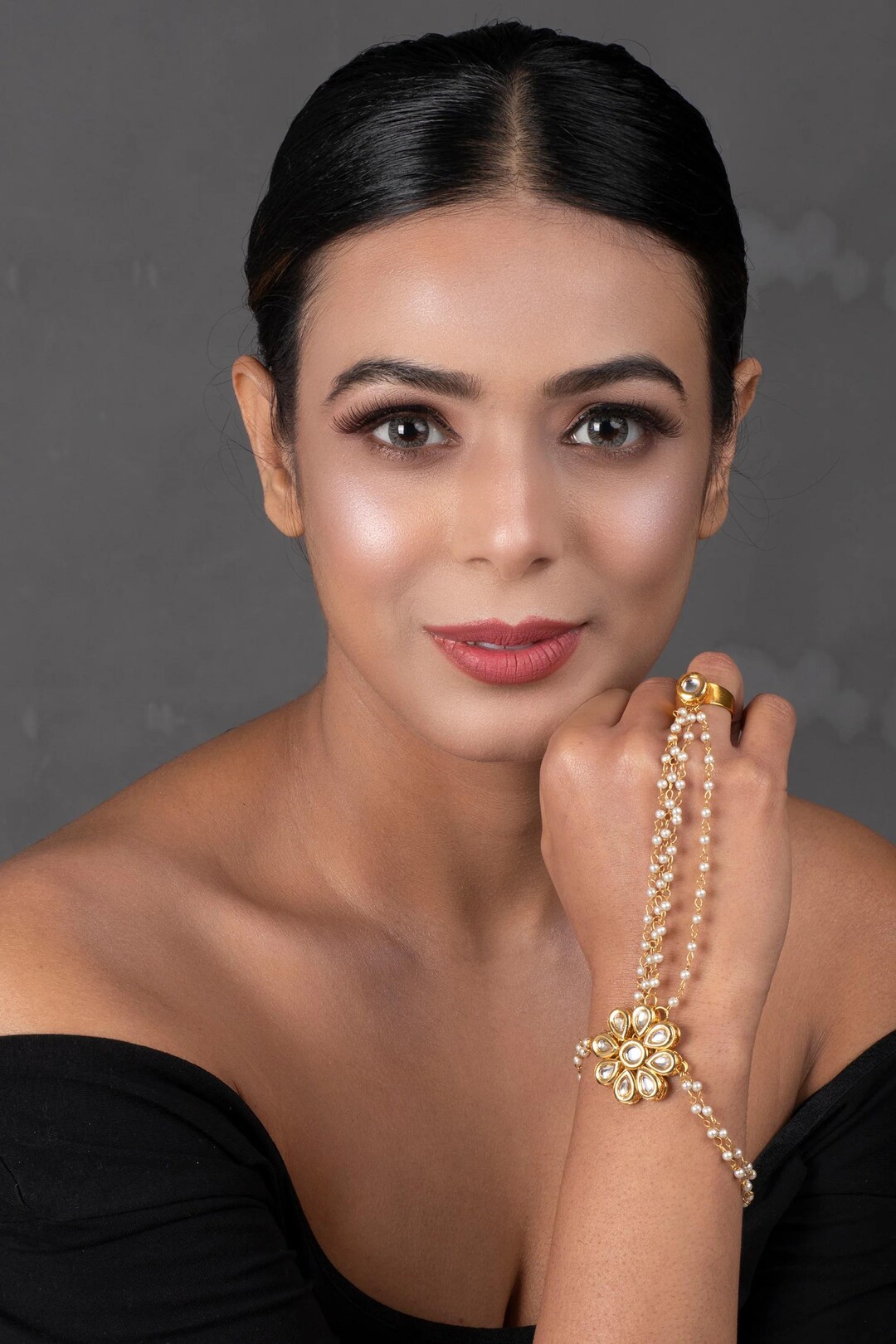 Hath Panja Pair/ Hathphool/ Hand Jewelry Set With Ring/ Kundan and ...