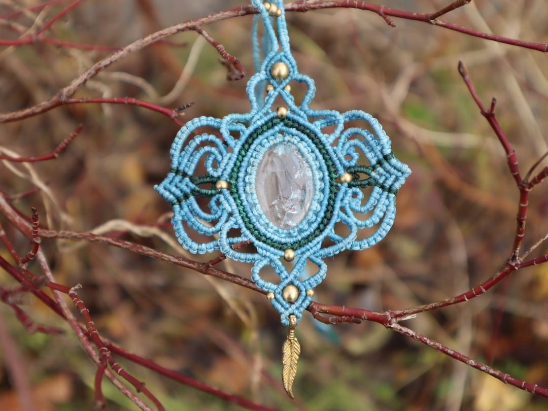 Macrame Amulet With Gemstone, Elf Necklace, Macrame Necklace, Healing ...