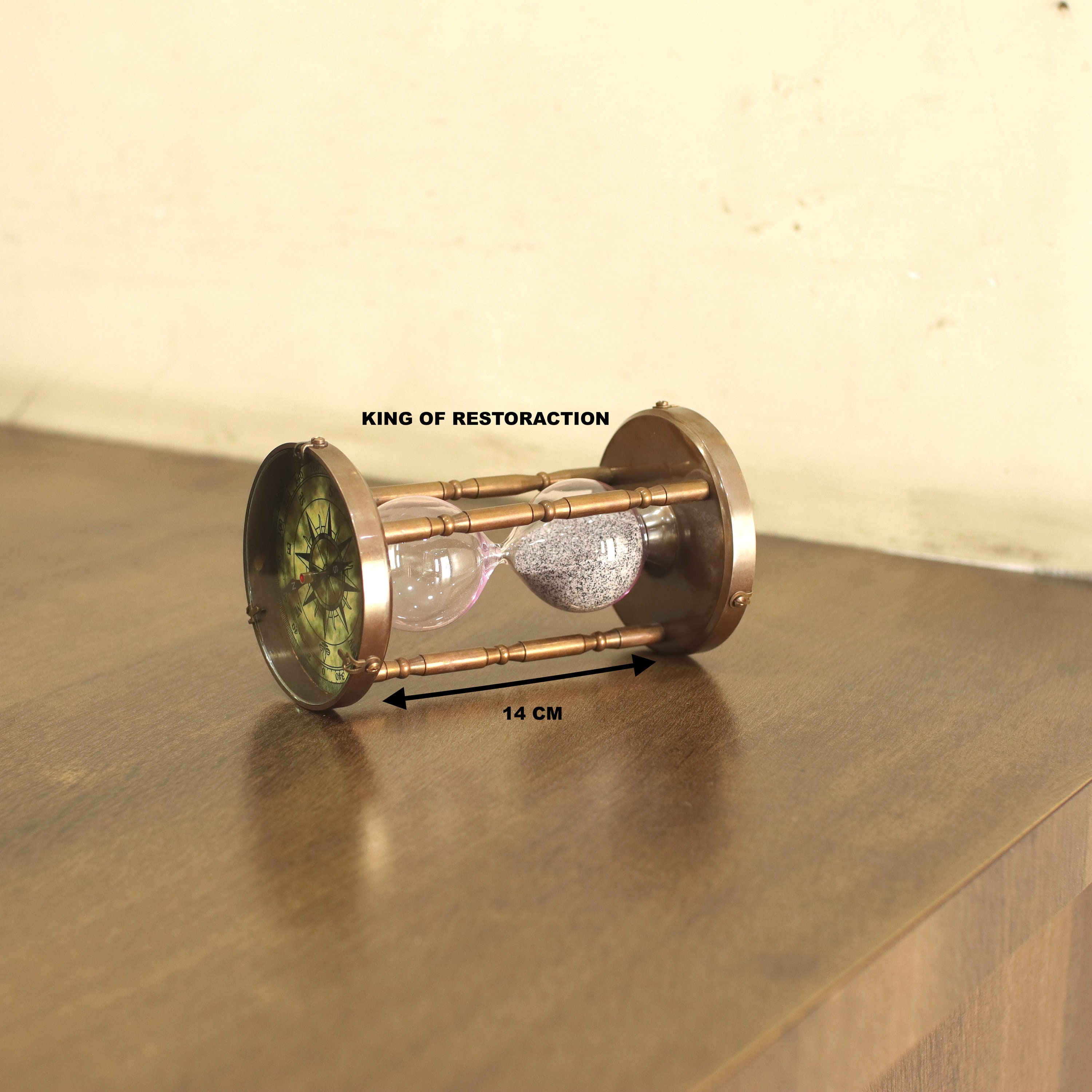 Vintage Style Antique Brass Sand Timer With Compass Handcrafted - Etsy