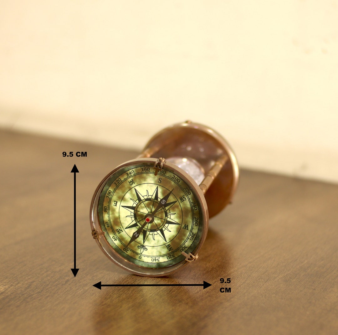 Vintage Style Antique Brass Sand Timer With Compass Handcrafted - Etsy