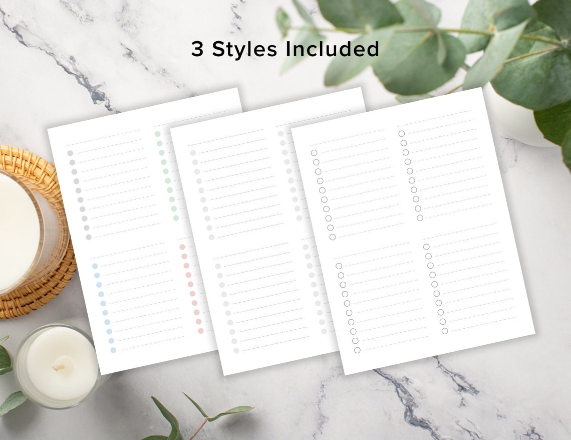 Blank Checklist Download for Printing, US Letter Size Digital Blank ...