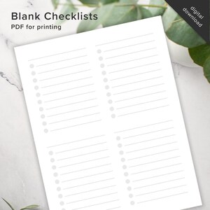 Blank Checklist Download for Printing, US Letter Size Digital Blank ...