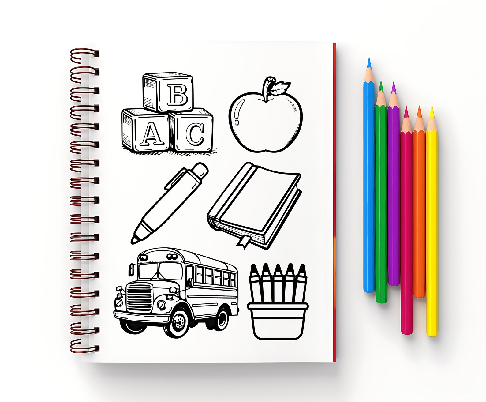 Lineart Back to School PNG SVG Clipart, Digital Stamp, Back to School ...