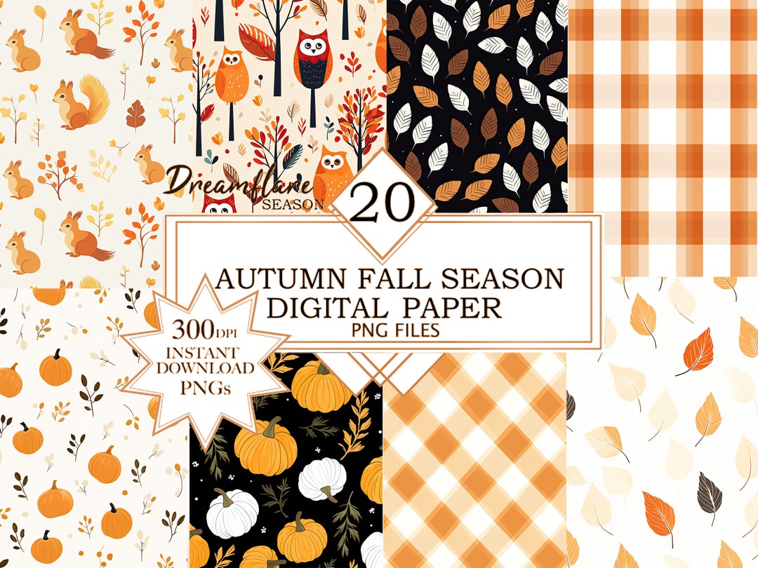 20 Cozy Autumn Fall Digital Paper Bundle, Autumn Season, Fall Season ...